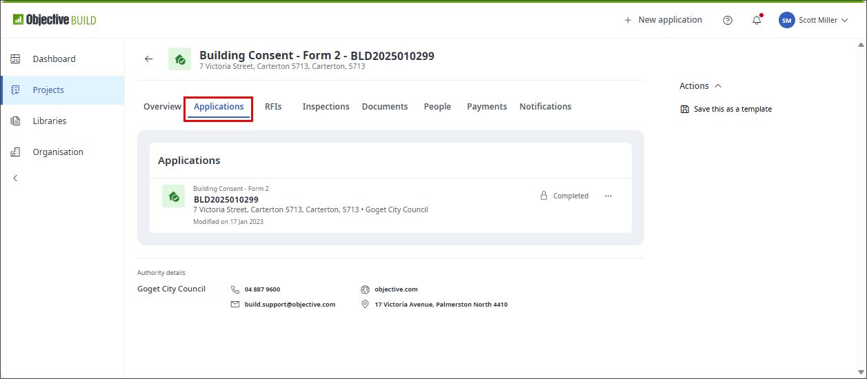 Forms or application tabs
