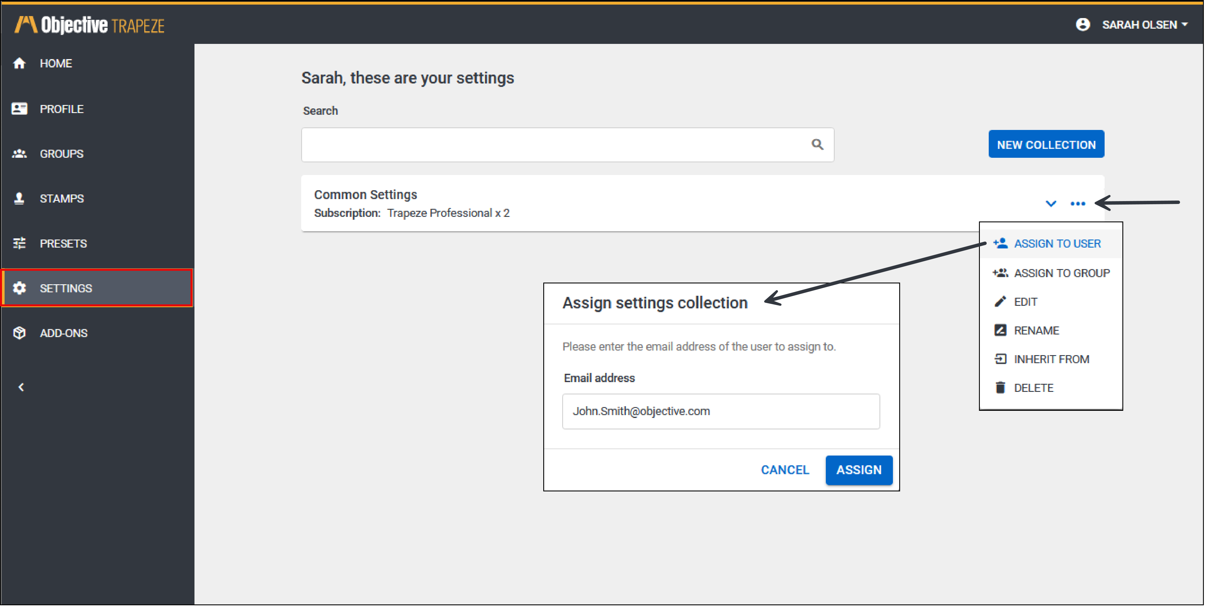 Managing settings